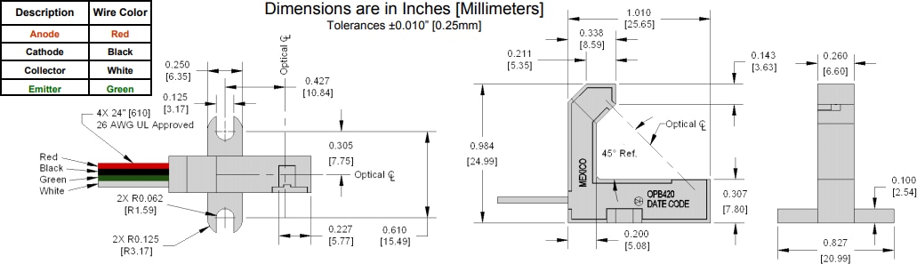 OPB420 Series Slotted Optical Switches - Optek / TT Electronics | Mouser