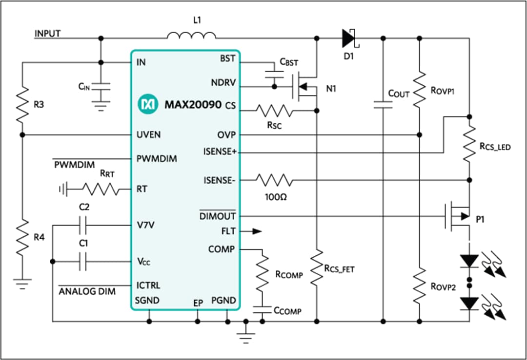 MAX20090高压HB LED控制器 - Analog Devices / Maxim Integrated | Mouser