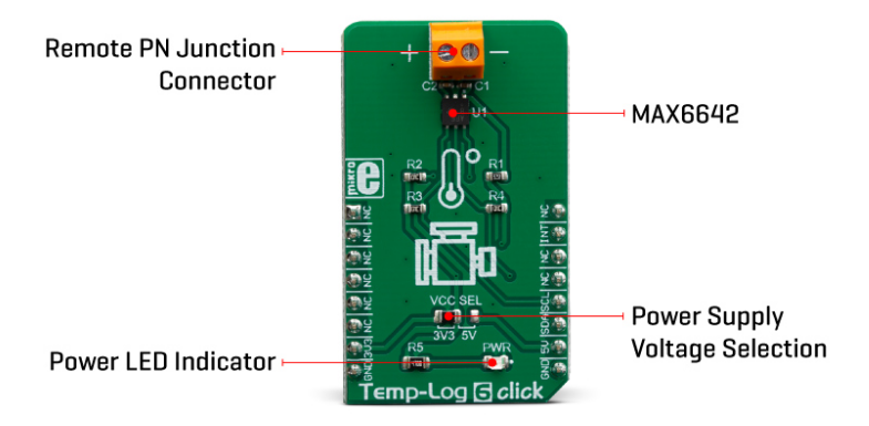 MIKROE-3437 Temp-Log 6 Click Board - Mikroe | Mouser