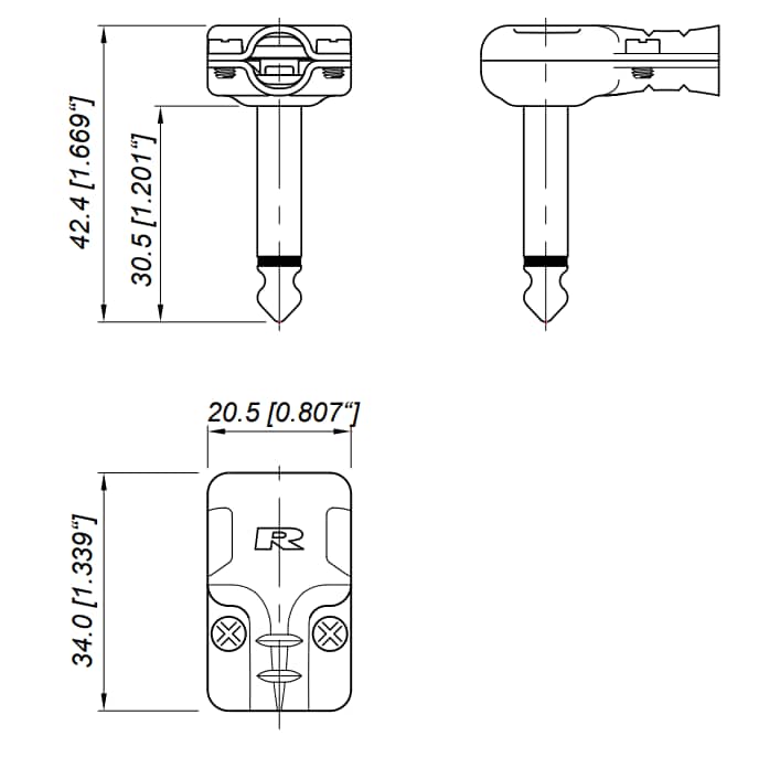 Pancake 1/4" Right-Angle Plugs - REAN | Mouser