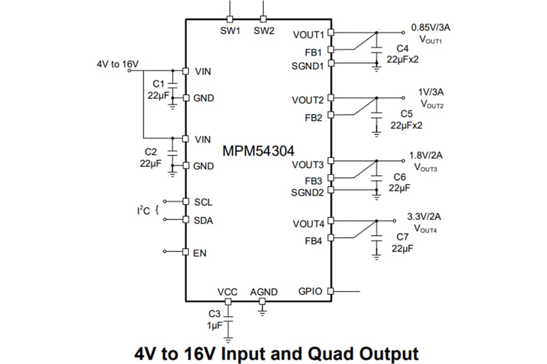 MPM54304 Quad-Output Step-Down Module - MPS | Mouser