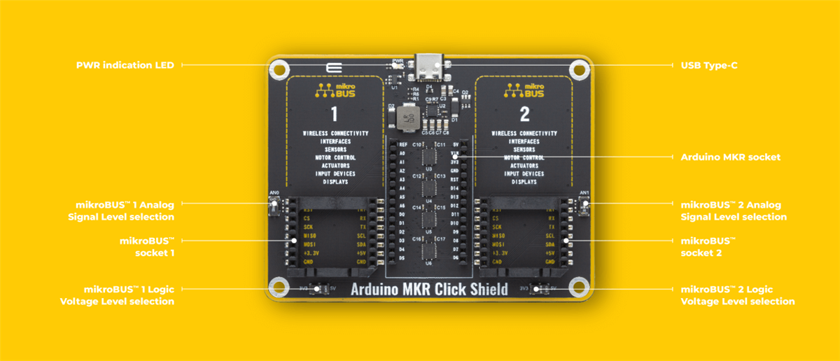 Arduino MKR Click Shield - Mikroe | Mouser