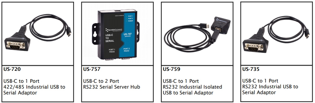 USB-C™ to Serial Adapters - Brainboxes | Mouser