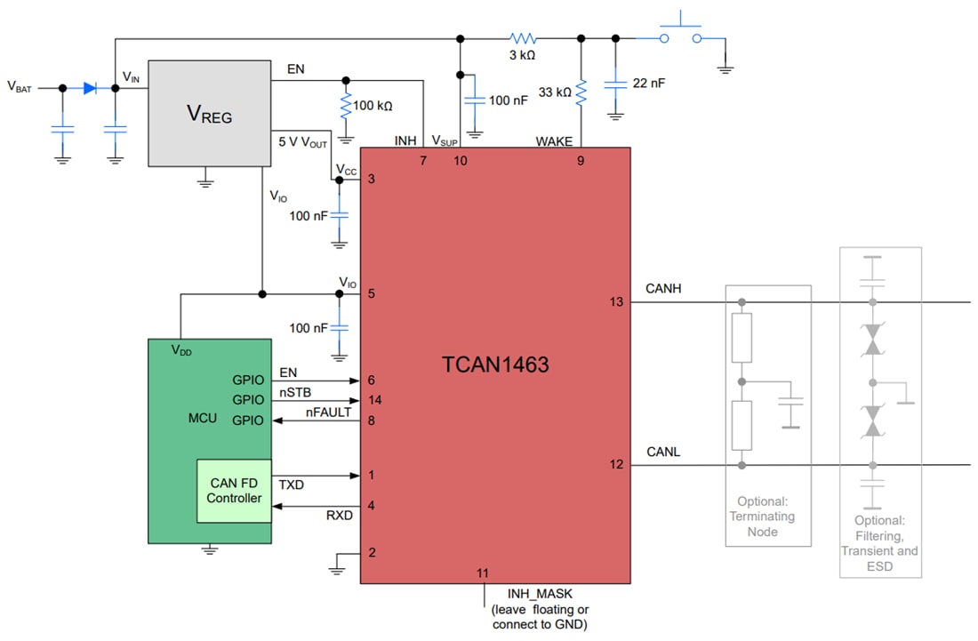 TCAN1463-Q1高速CAN FD收发器 - TI | Mouser