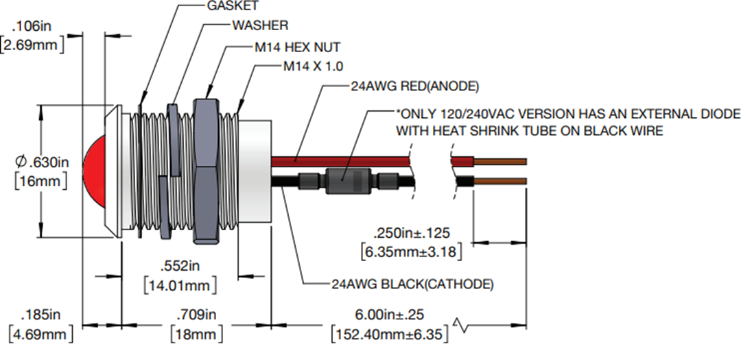CL Series 14mm IP67 LED Panel Mount Indicators - VCC | Mouser