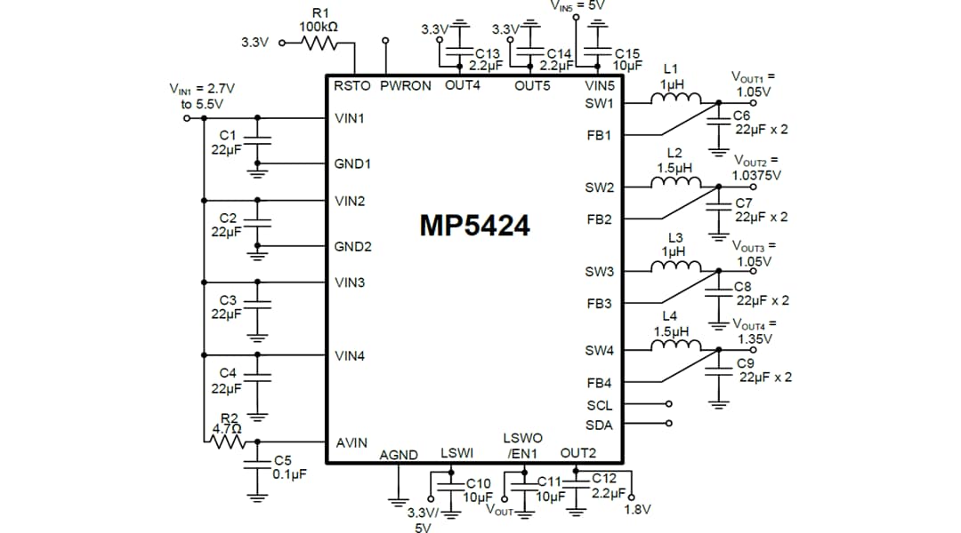 MP5424 Power Management Integrated Circuit (PMIC) - MPS | Mouser
