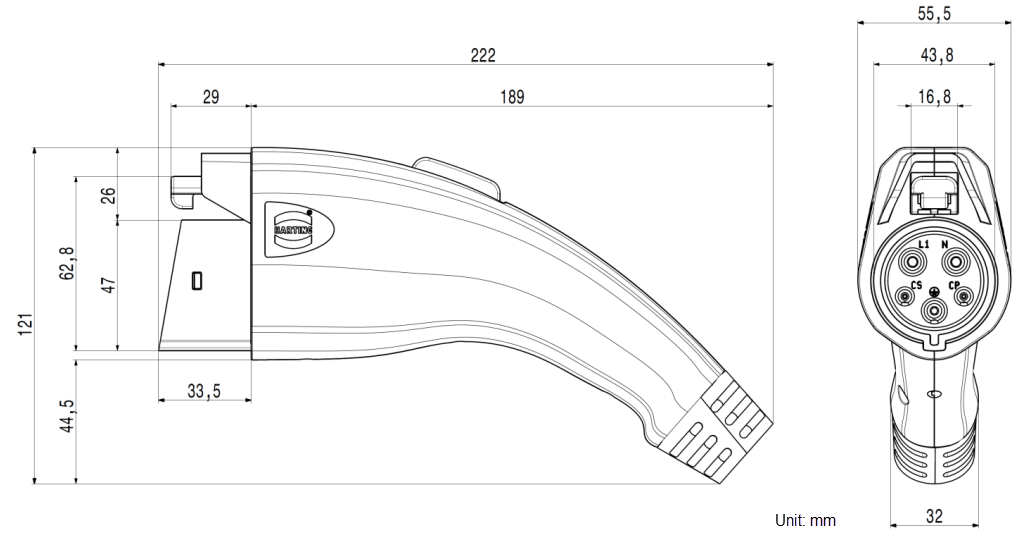Type 1 EV Charging Cables - HARTING | Mouser