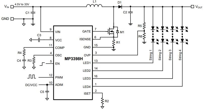 MP3398H Series Step-Up WLED Controllers - MPS | Mouser