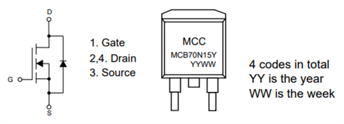 MCB70N15YHE3 AEC-Q101 Qualified N-Channel MOSFET - MCC | Mouser