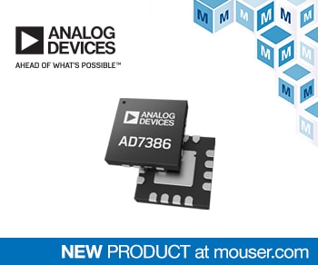 贸泽开售吞吐速率高达4 MSPS 的Analog Devices 16位AD7386 SAR ADC